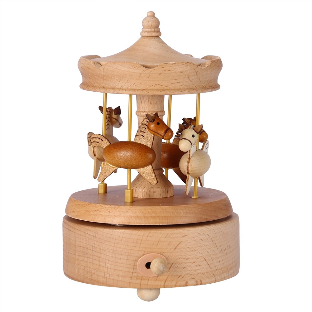 Wooden Horse Roundabout Carousel Rotating Musical ... – Grandado