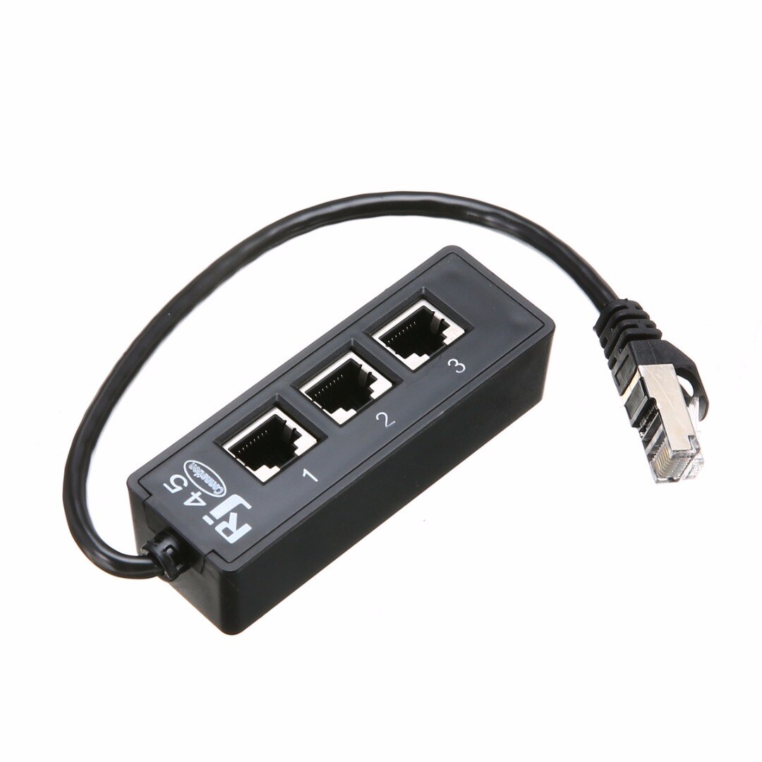 1 Tot 3 Socket RJ-45 Ethernet Netwerk Kabels Zwart... – Vicedeal