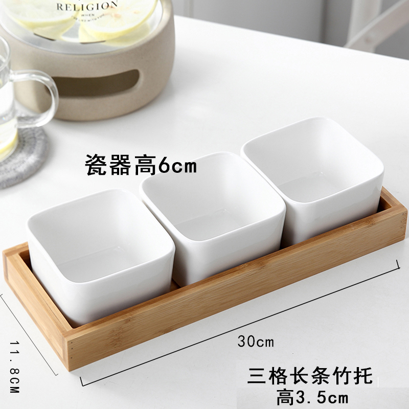 White Ceramic Fruit Snack Grid Plate Snack Dish wi... – Vicedeal