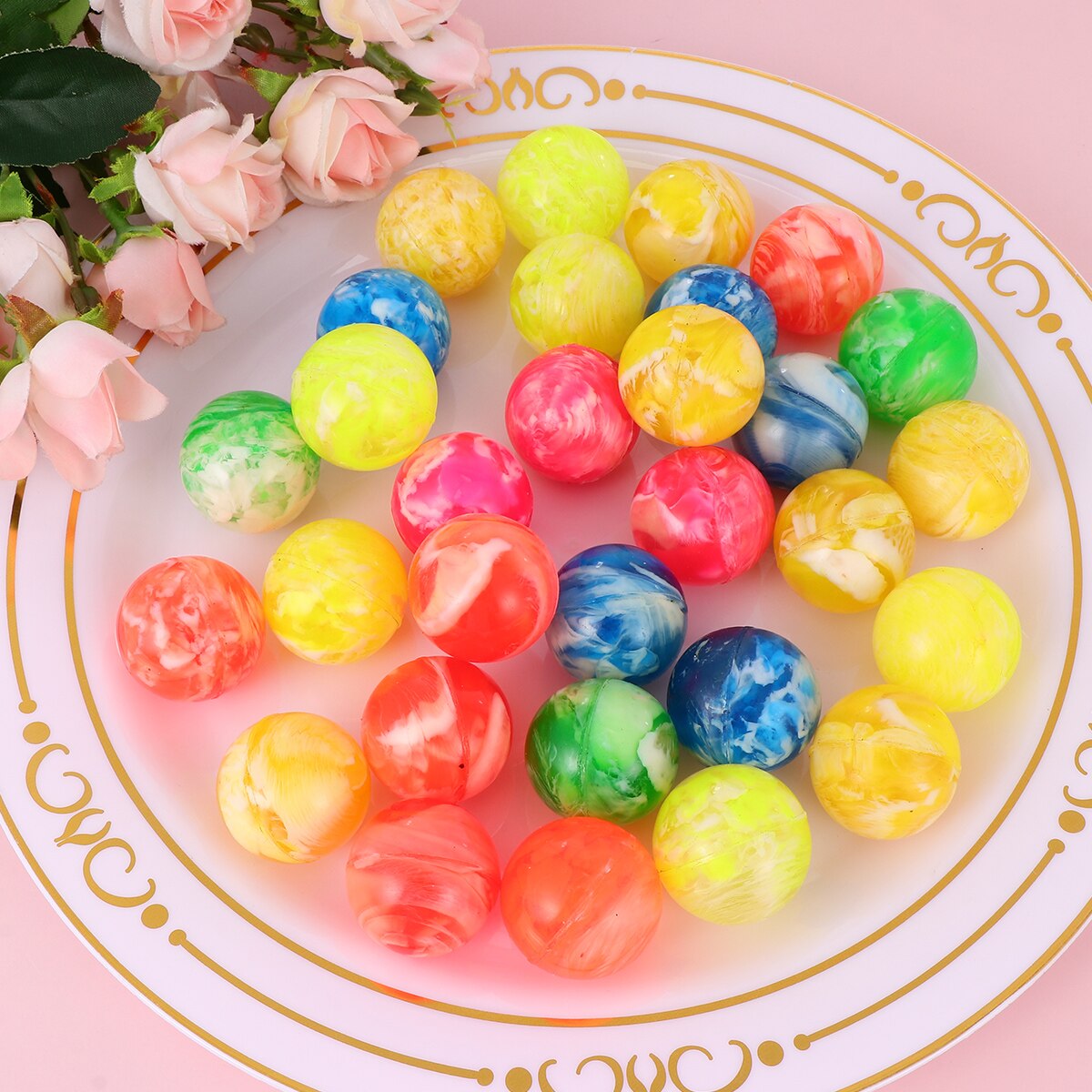 30pcs Colorful Solid Rubber Bouncy Balls Bounce Ba... – Grandado