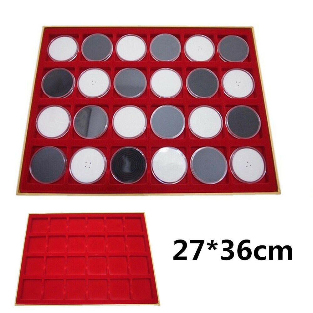 24 Grids Red Display Tray Storage Case For 2''x2''... – Grandado