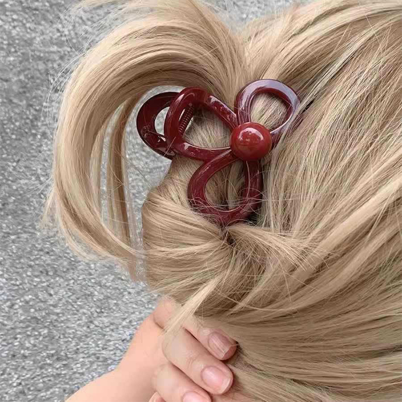 Women Large Dark Red Color Hair Claws Barrettes Ha... – Grandado