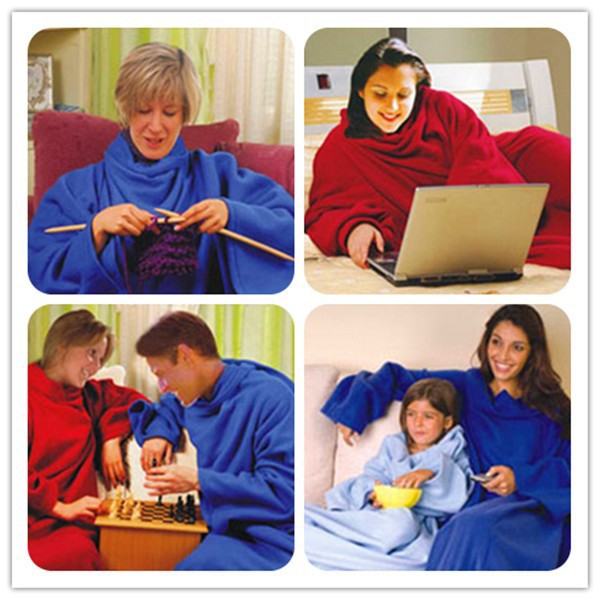 Warm Snuggie Fleece Blanket with Sleeve Throws on ... – Grandado
