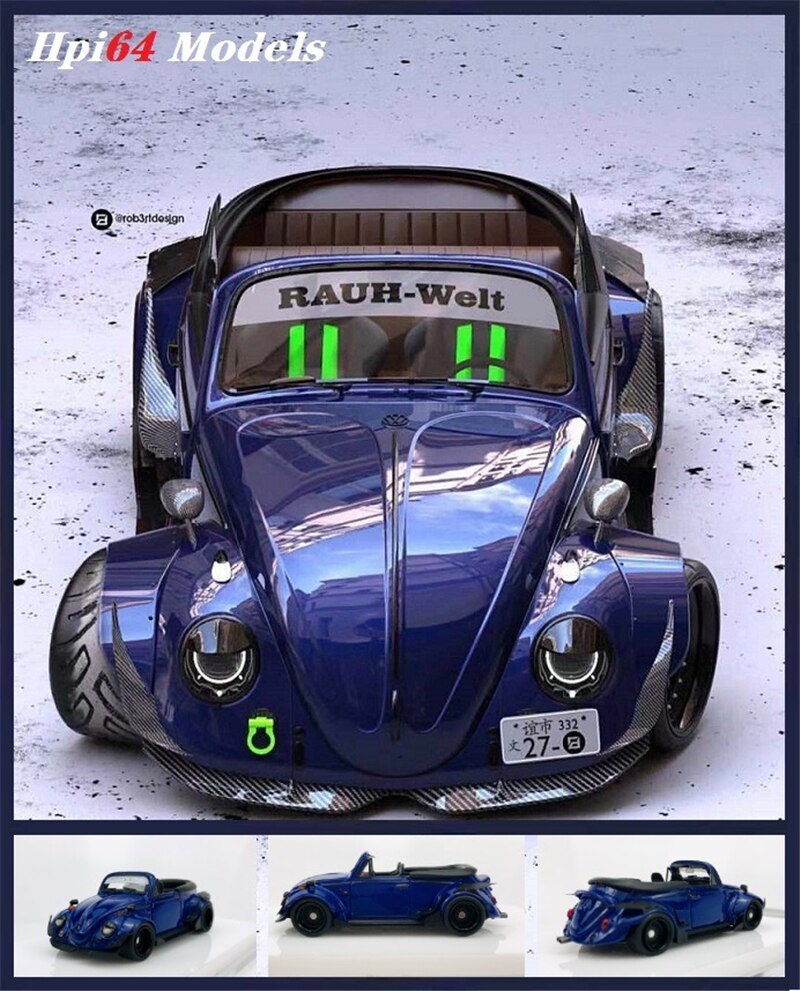 Hpi64 1:64 VW RWB-Beetle Blue convertible resin Mo... – Grandado