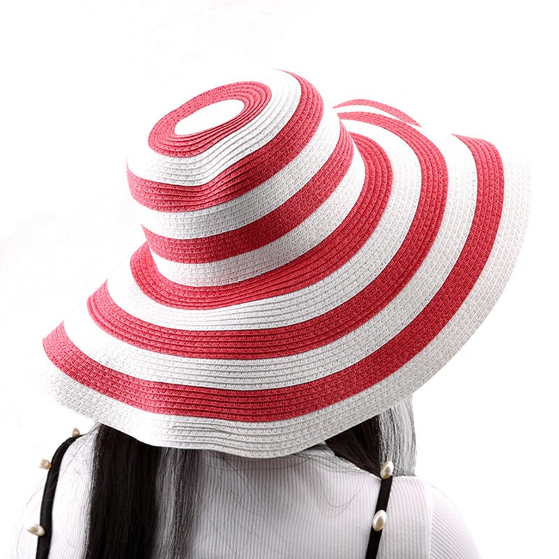 Wide Large Brim Beach Sports Hat Folding Black Whi... – Grandado