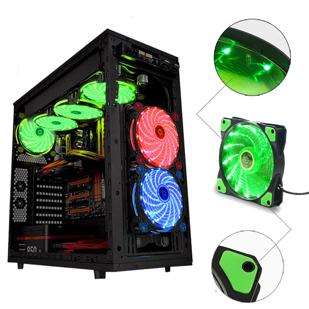 120mm LED Ultra Silent Computer PC Case Fan 15 LED... – Vicedeal