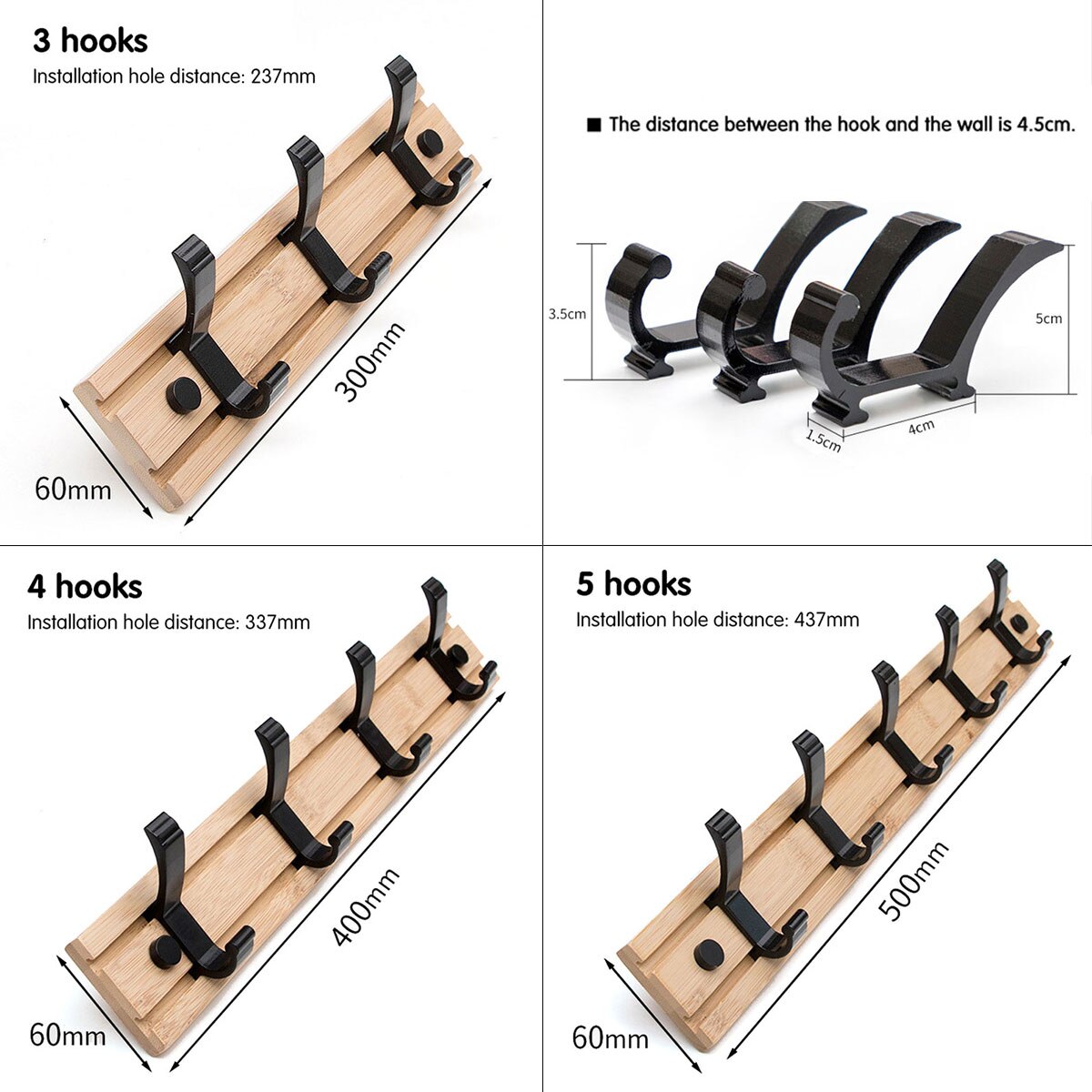 3/4/5 krokar vägg pälshylla förvaring krok hatt kl... – Grandado