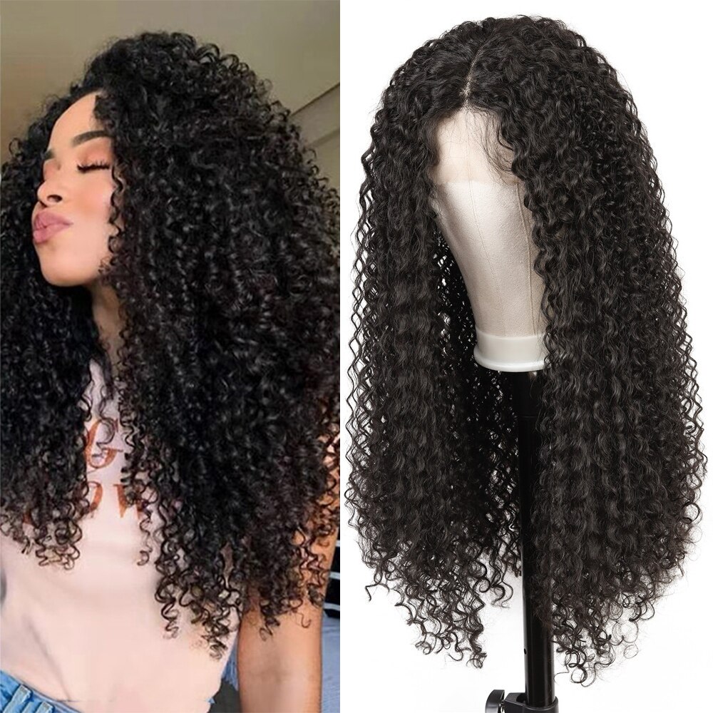 Kinky Curly Lace Wig Middle Part Synthetic Wigs Wi... – Vicedeal