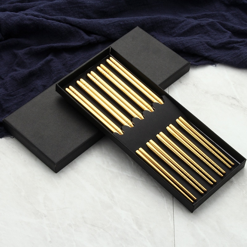 5pairs Korean Stainless Steel Chopsticks with Box ... – Grandado
