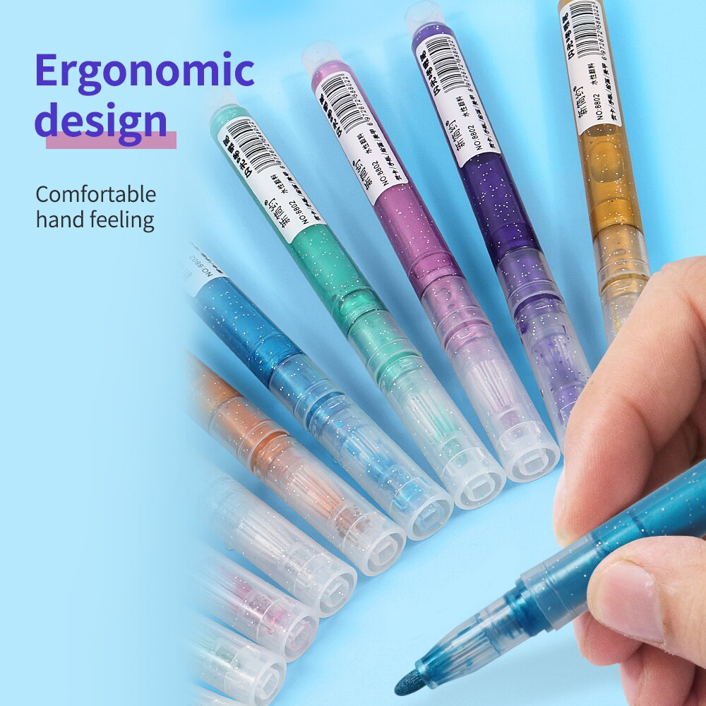 8Colors Glitter Metallic Marker Pens Set Paint Pen... – Grandado