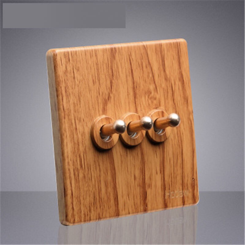 16A Retro Stainless Steel Wood Brass Toggle Switch... – Grandado