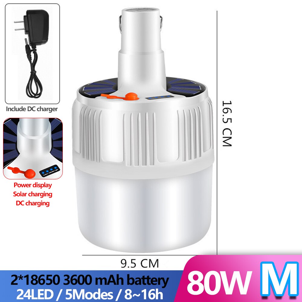 Led solar pære lys solar genopladelig pære mobil n... – Vicedeal