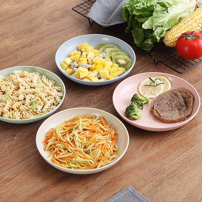 4 Pcs Wheat Straw Plate Tableware Foods Dessert Ki... – Vicedeal