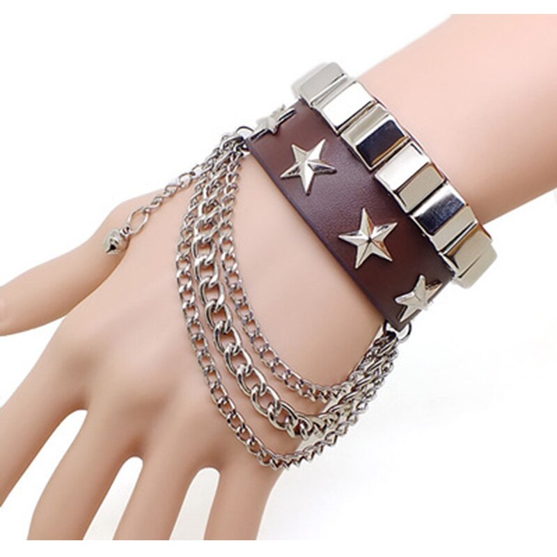 Punk Stijl Pentagram Lederen Armbanden Armbanden K... – Vicedeal