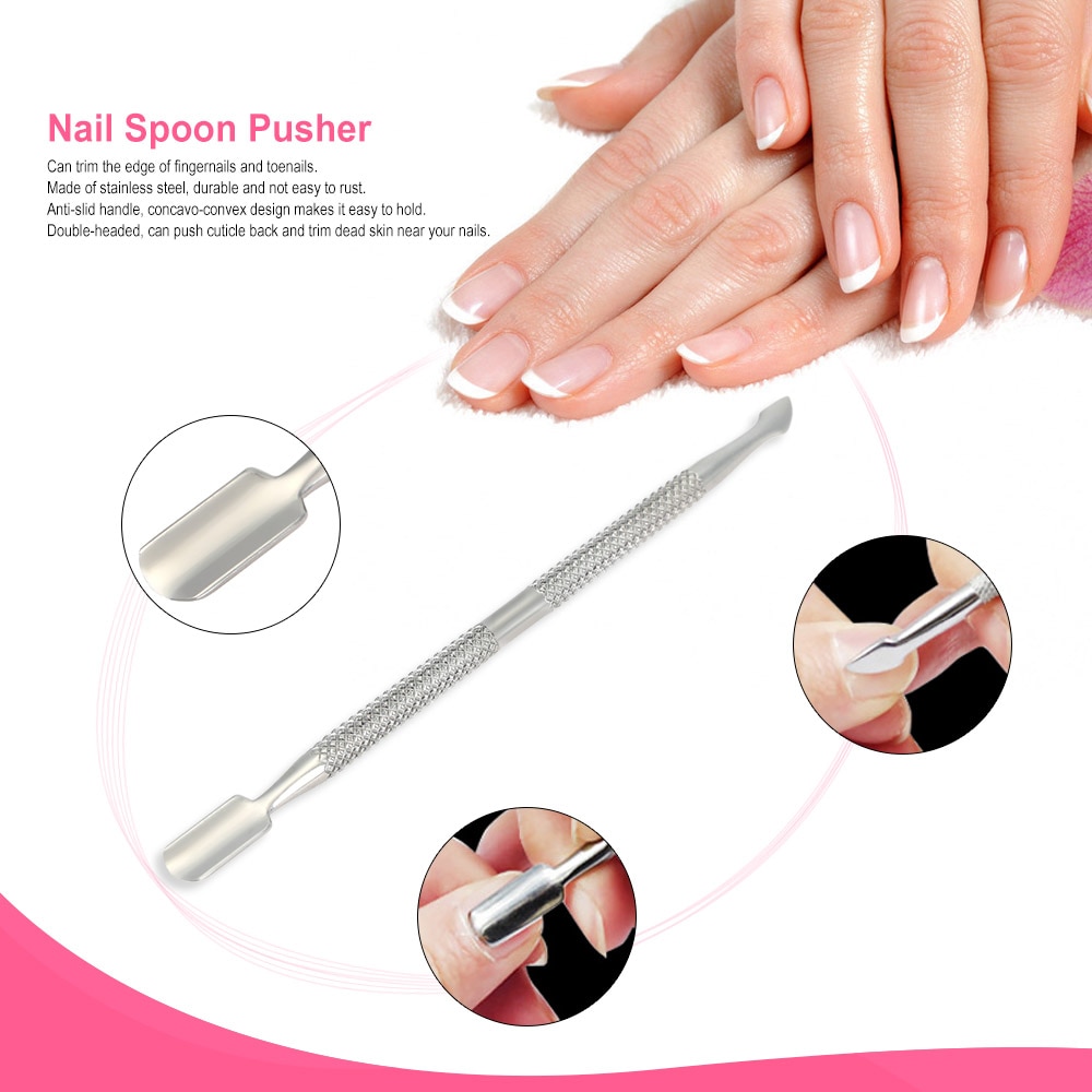 1 Pc Rvs Nail Cuticle Spoon Pusher Dubbele-End Dea... – Grandado