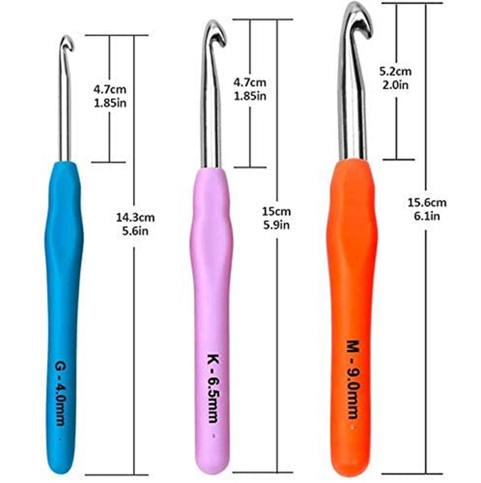 14 Mixed Extra Size Crochet Hooks Set Ergonomic No... – Vicedeal