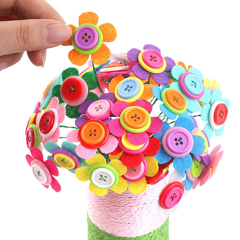 Button Flowers Children DIY Kindergarten Diy Hand ... – Grandado