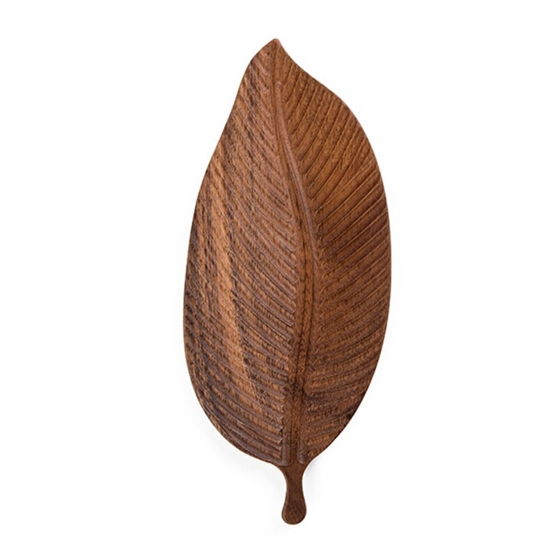 Leaf Shape Storage Fruit Tray Solid Wood Handmade ... – Vicedeal