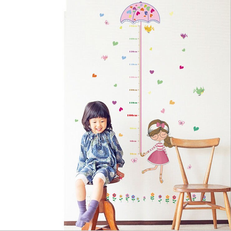 Kids Girls Umbrella Measure Height Wall Stickers D... – Grandado