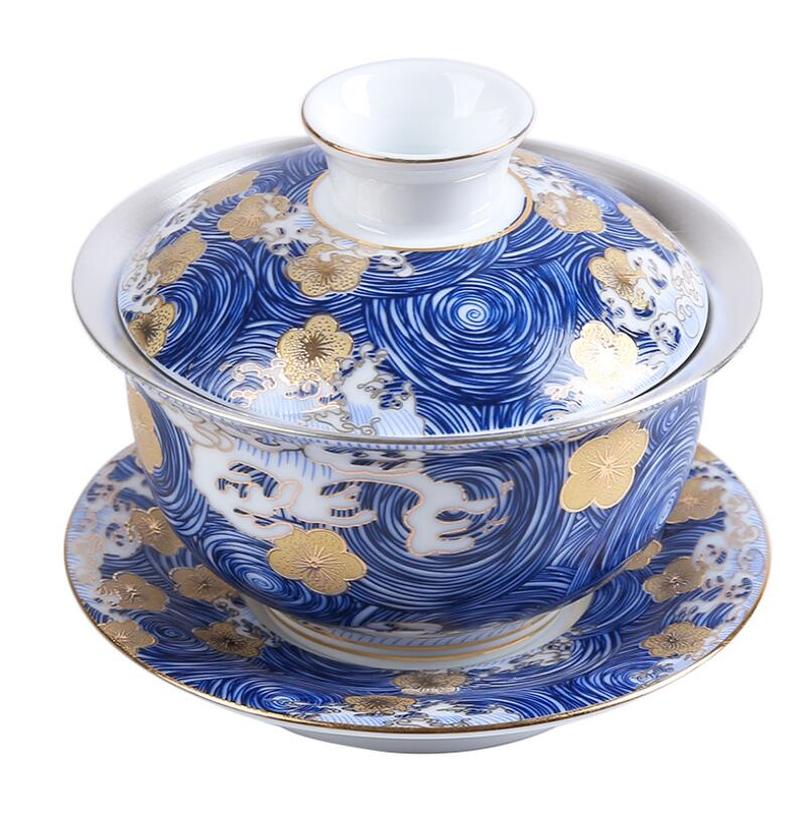 "STARRY NIGHT"Color Enamel 999 Silver Liner Gaiwan... – Grandado