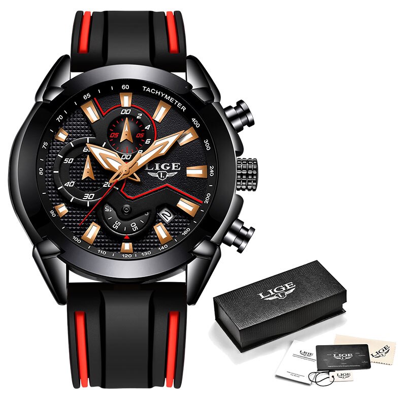 LIGE Men Sport Clock Luminous Waterproof Quartz Wa... – Grandado