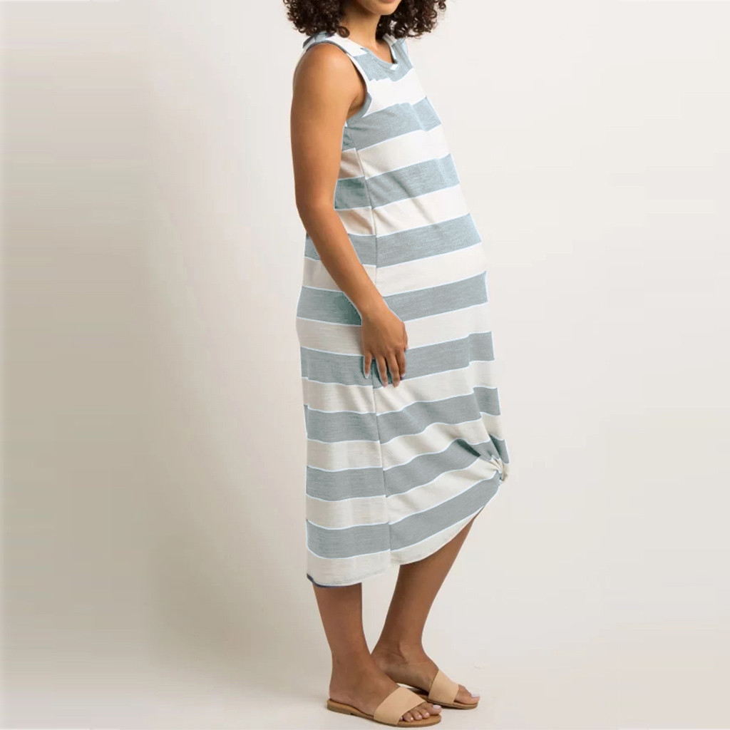 Summer Ladies Sleeveless Striped Cami Dress Matern... – Grandado