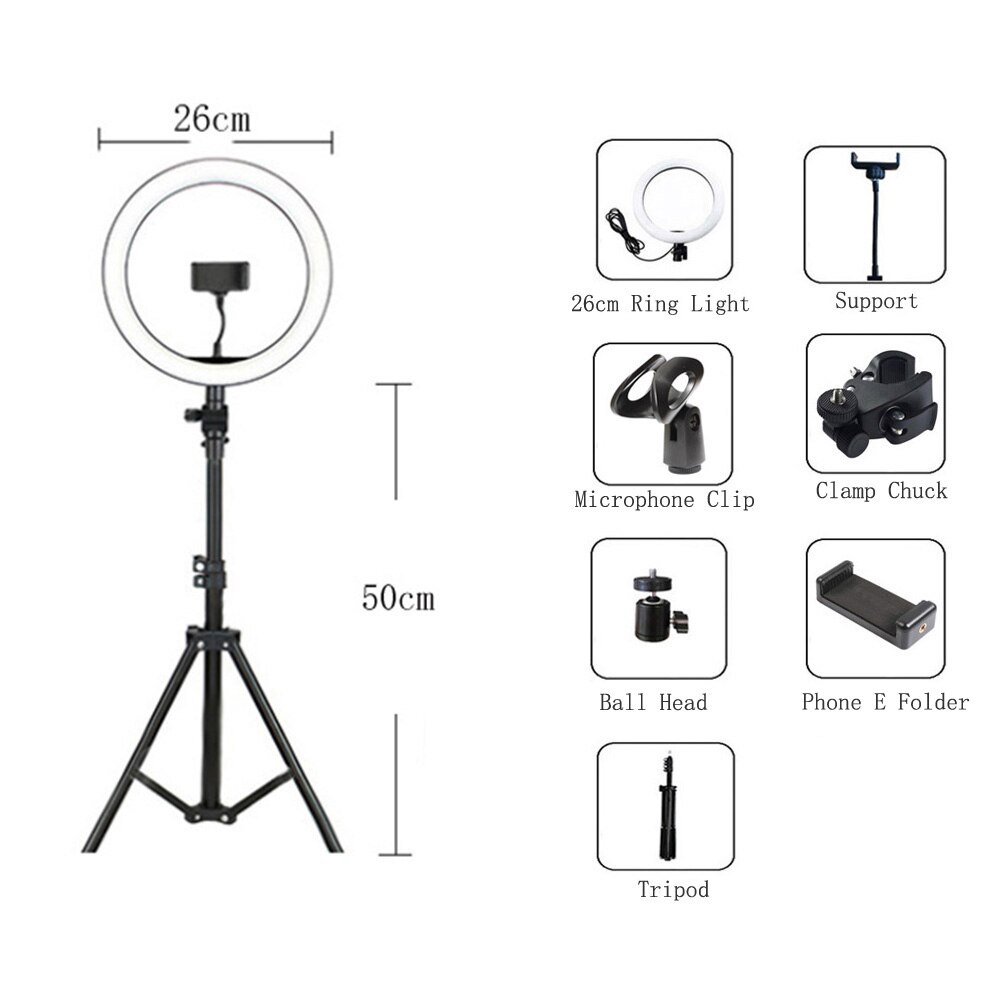 Dimbare Led Selfie Ring Licht Met Statief Selfie L... – Grandado