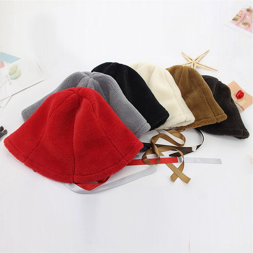 Winter Bucket Hat For Women Girl Solid Thickened S... – Grandado