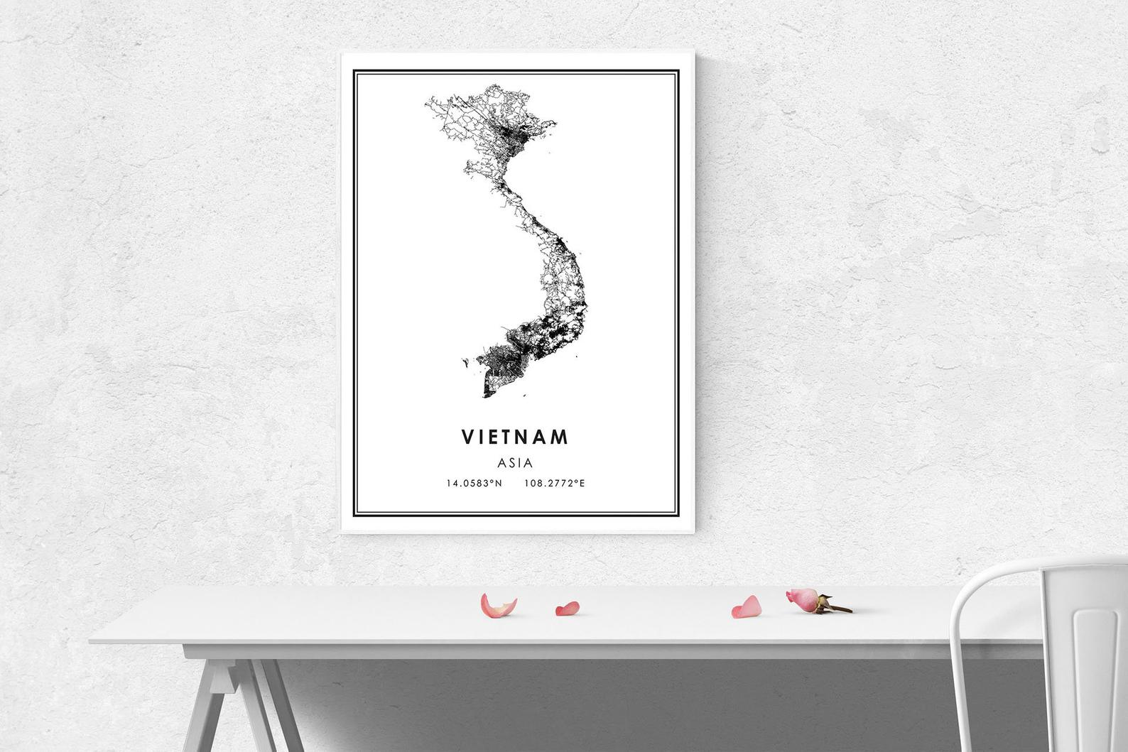 Vietnam map print poster canvas | Vietnam Street m... – Vicedeal