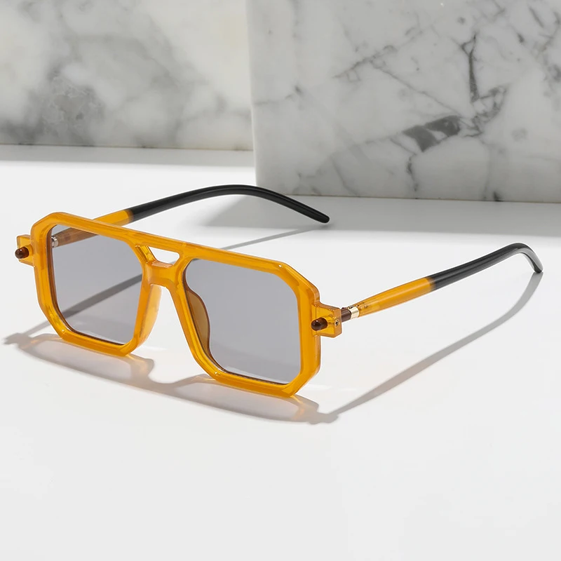 Vintage Square Sunglasses for Men Retro Double Bri... – Grandado
