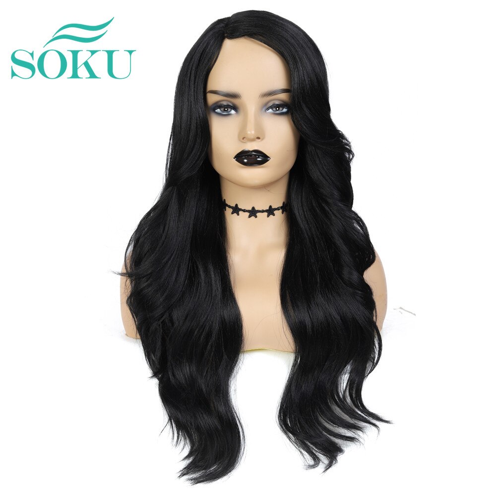 SOKU Synthetic Lace Front Natural Wavy With Bangs ... – Grandado