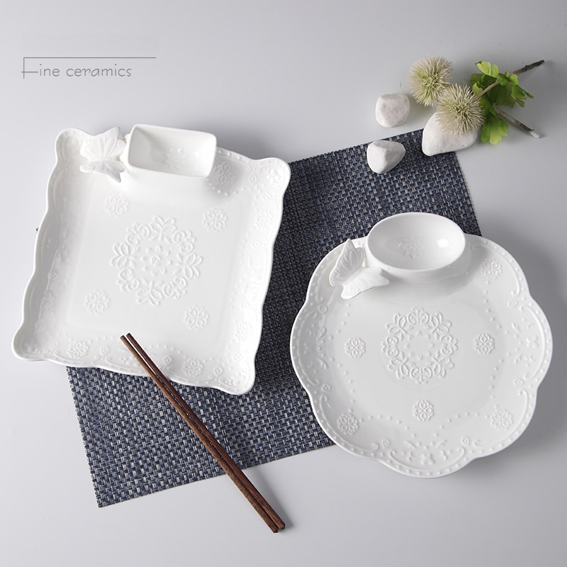 10inch, white embossed porcelain party plates for ... – Vicedeal