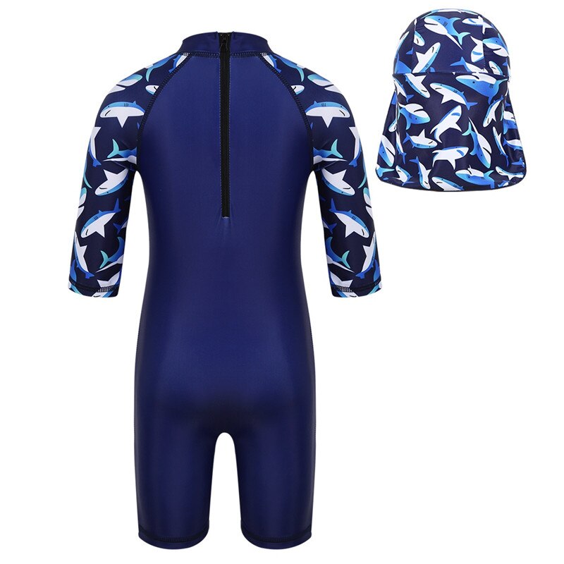 Kids Jongens Een stuk Shark Patroon Gedrukt Rits R... – Vicedeal