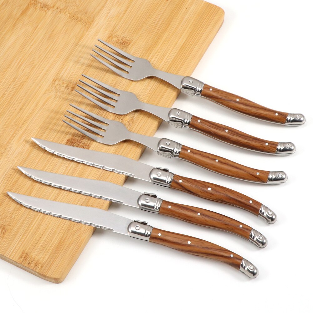 Jaswehome 6Piece Wood Grain Handle Steak Knife For... – Grandado