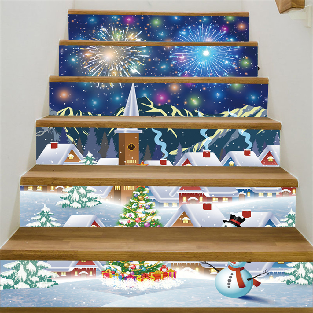 Christmas Stair Stickers House Family 3d Home Deco... – Grandado