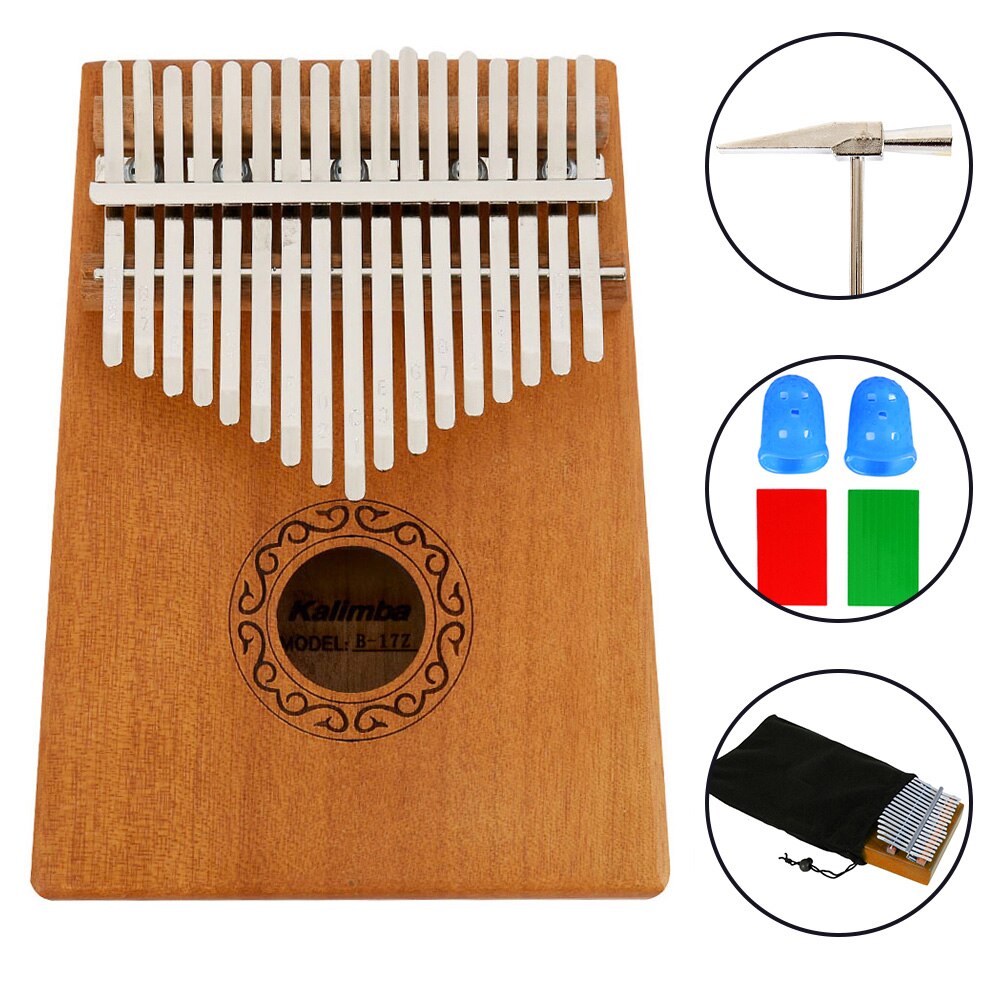 17 Keys Kalimba Thumb Piano Wood Mahogany and Tran... – Vicedeal