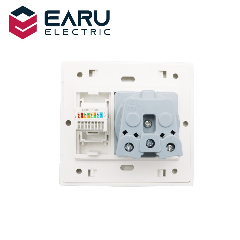 EU 16A Wall Socket Switch 1 Gang with CAT6 T568A/B... – Grandado