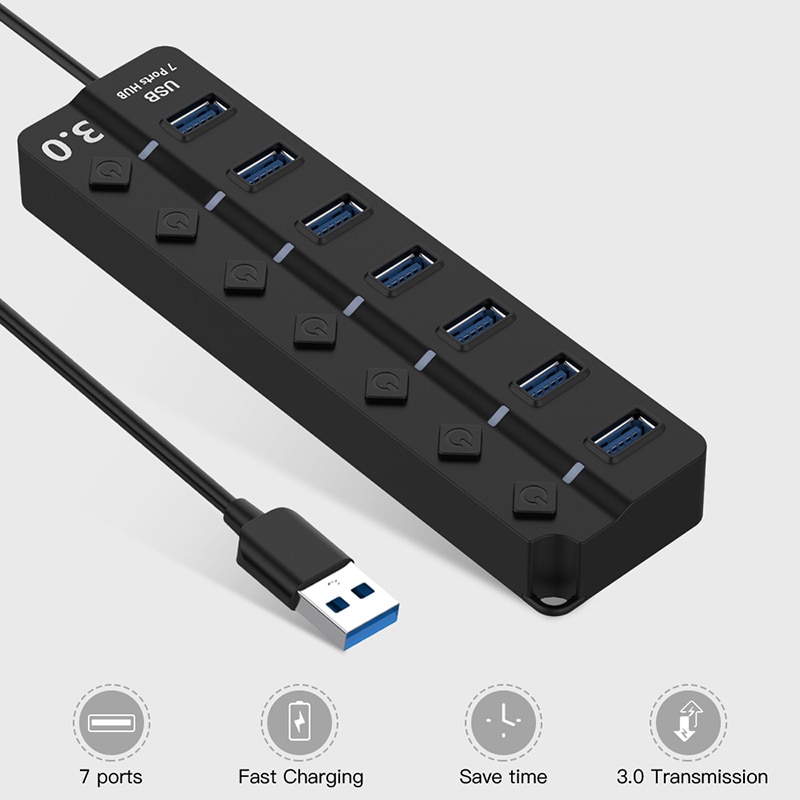 High Speed USB Hub 3.0 4/7 Port USB 3.0 Hub Splitt... – Vicedeal