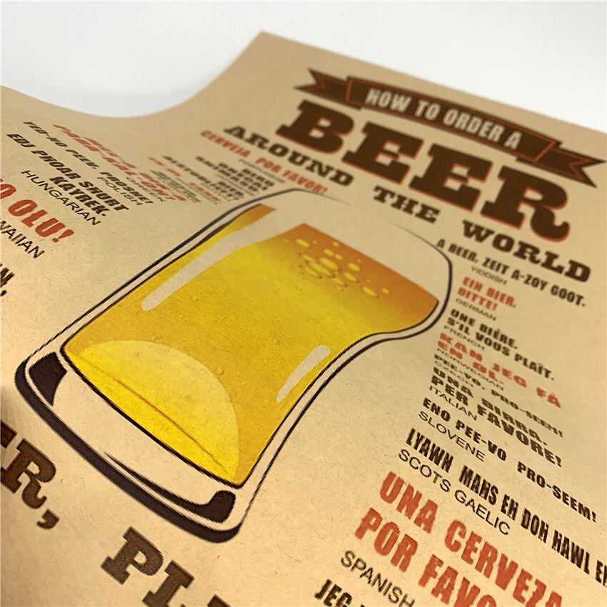 BEER Vintage poster Paper Painting Wall Sticker Ca... – Grandado