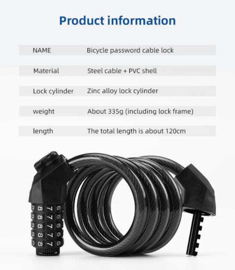 Bicycle Anti-theft Code Lock 5 Digit Code Combinat... – Grandado