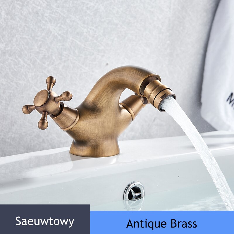 Antique Brass Basin Sink Faucet Bathroom Deck Moun... – Grandado