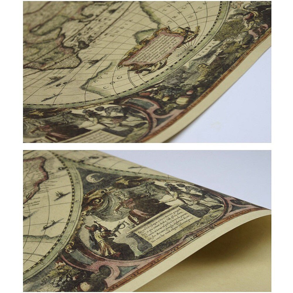 72*51CM Vintage Journal Poster Retro World Globe F... – Grandado