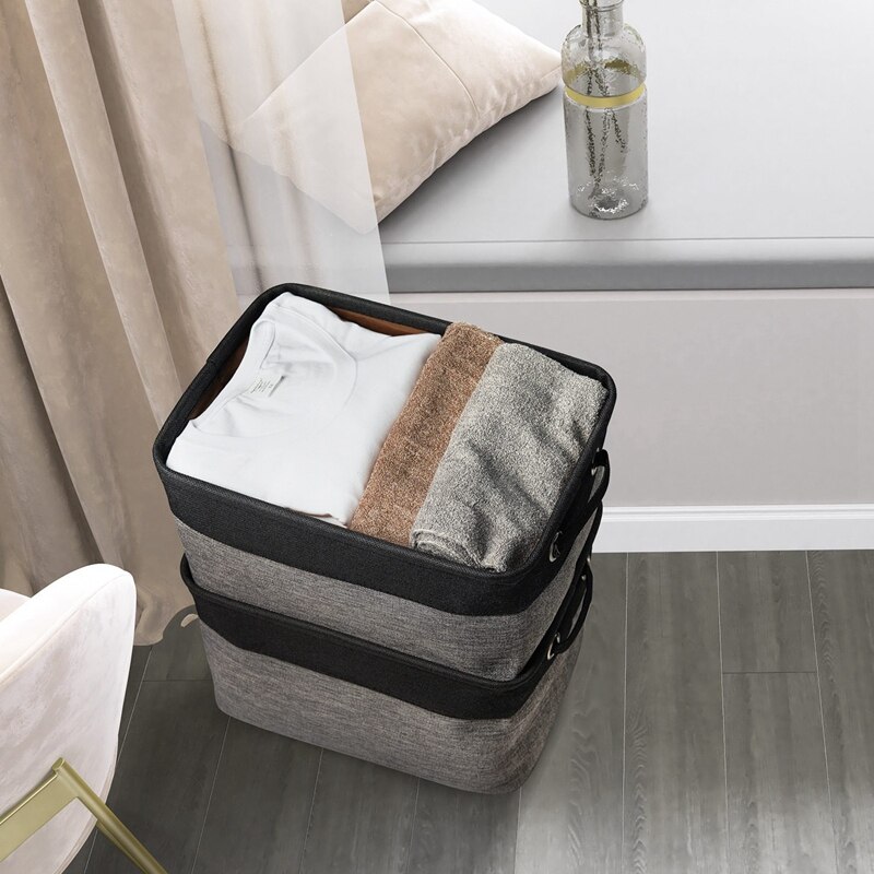 Fabric Storage Box, Storage Basket, Black Gray, Ba... – Grandado