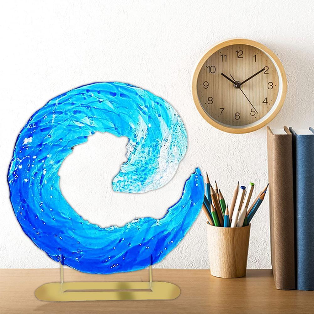 Gradient Blue Wave Sculpture Ornament Decoration W... – Grandado