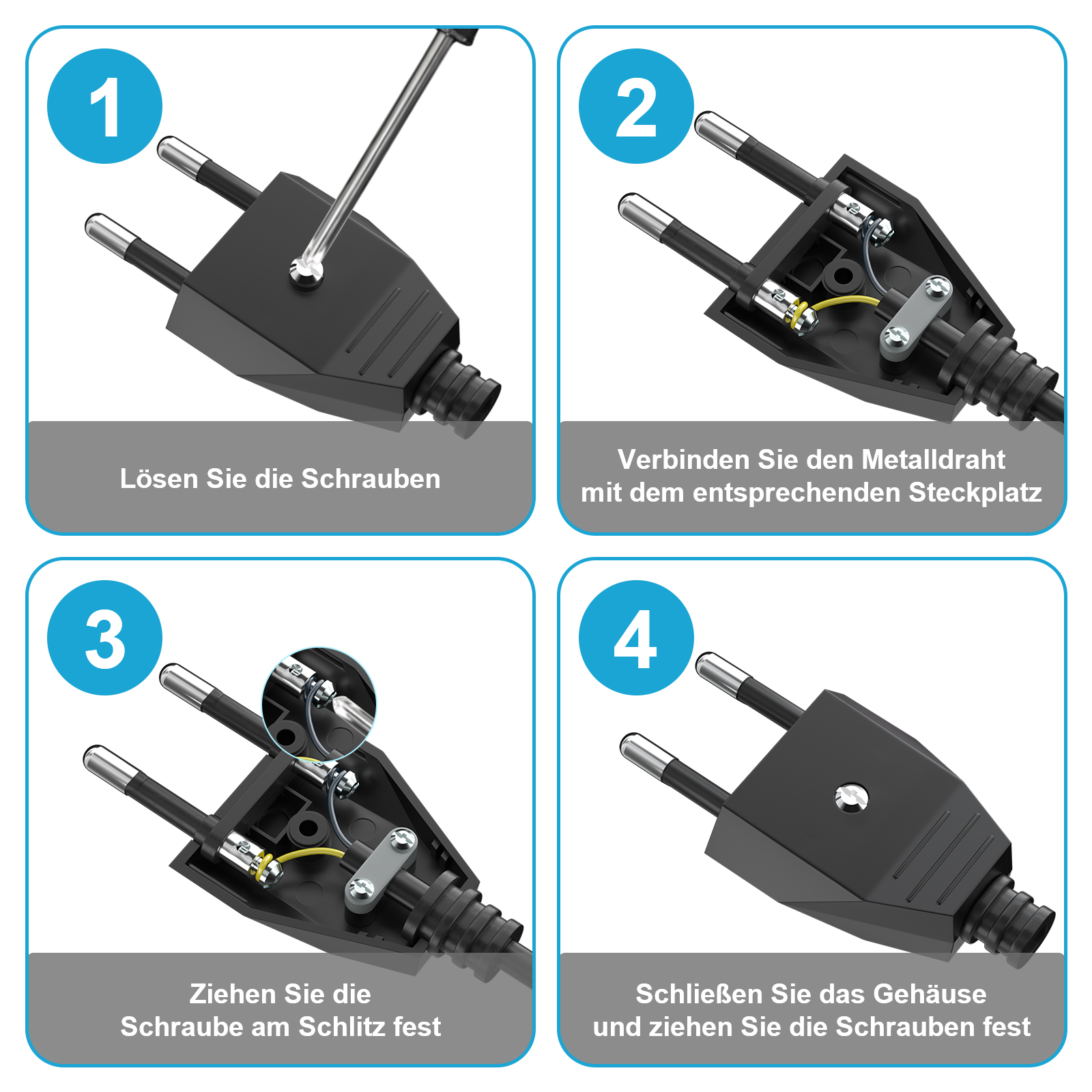 6/8pc EU European 2 Pin Male Plug AC Electric Powe... – Vicedeal