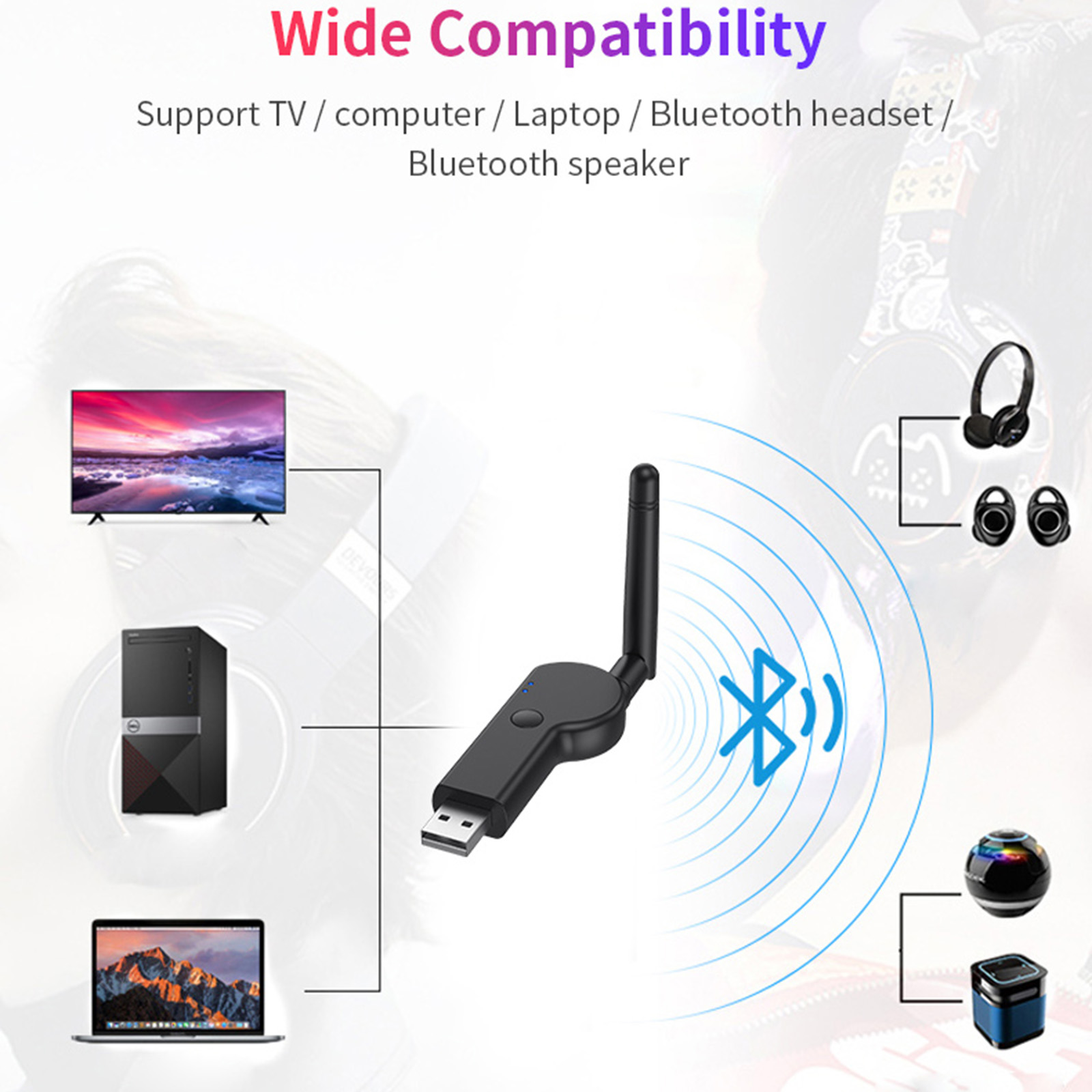 USB Bluetooth Audio Adapter For PC TV BT5.2 Audio ... – Grandado