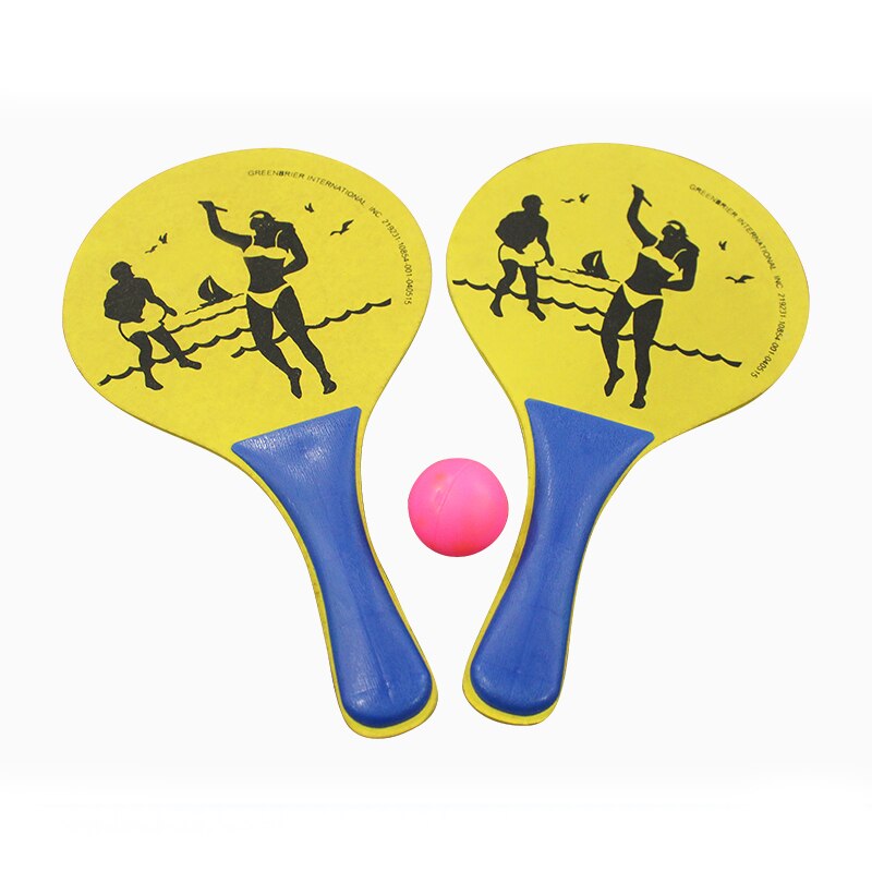 3 color Beach Ball Rackets Wooden Set Of 2 Paddles... – Grandado