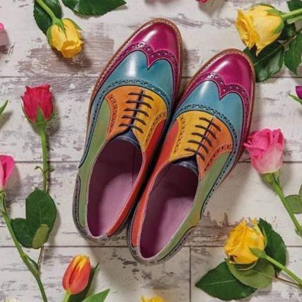 Men's Rainbow Color Matching Oxford Shoes Color Ma... – Grandado