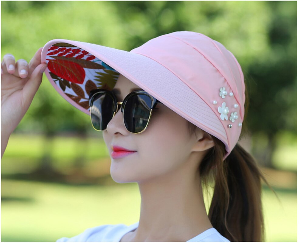 simple women summer beach Sun Hats pearl packable ... – Vicedeal