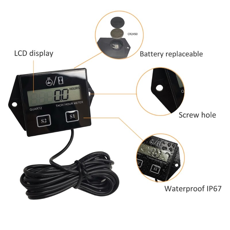LCD Screen Waterproof Tachometer Engine Tach Hour ... – Grandado